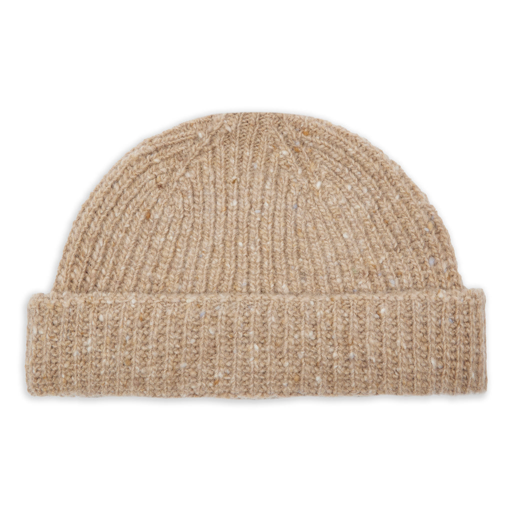 Burrows & Hare Donegal Wool Beanie Hat - Sand