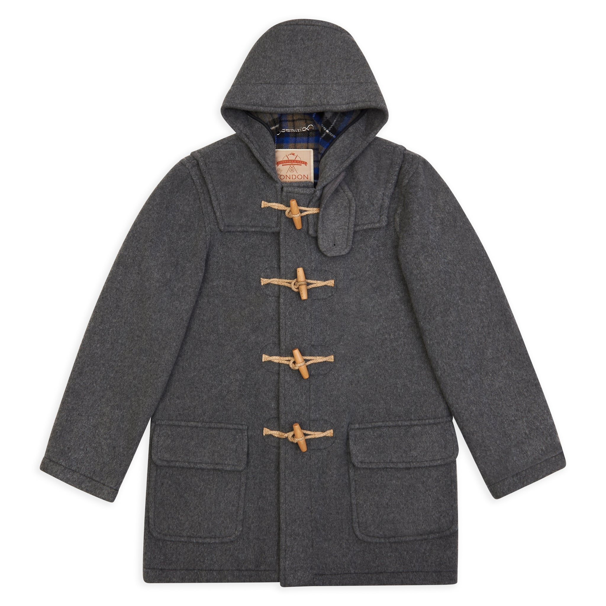 Water Repellent Wool Duffle Coat Grey - Burrows & Hare