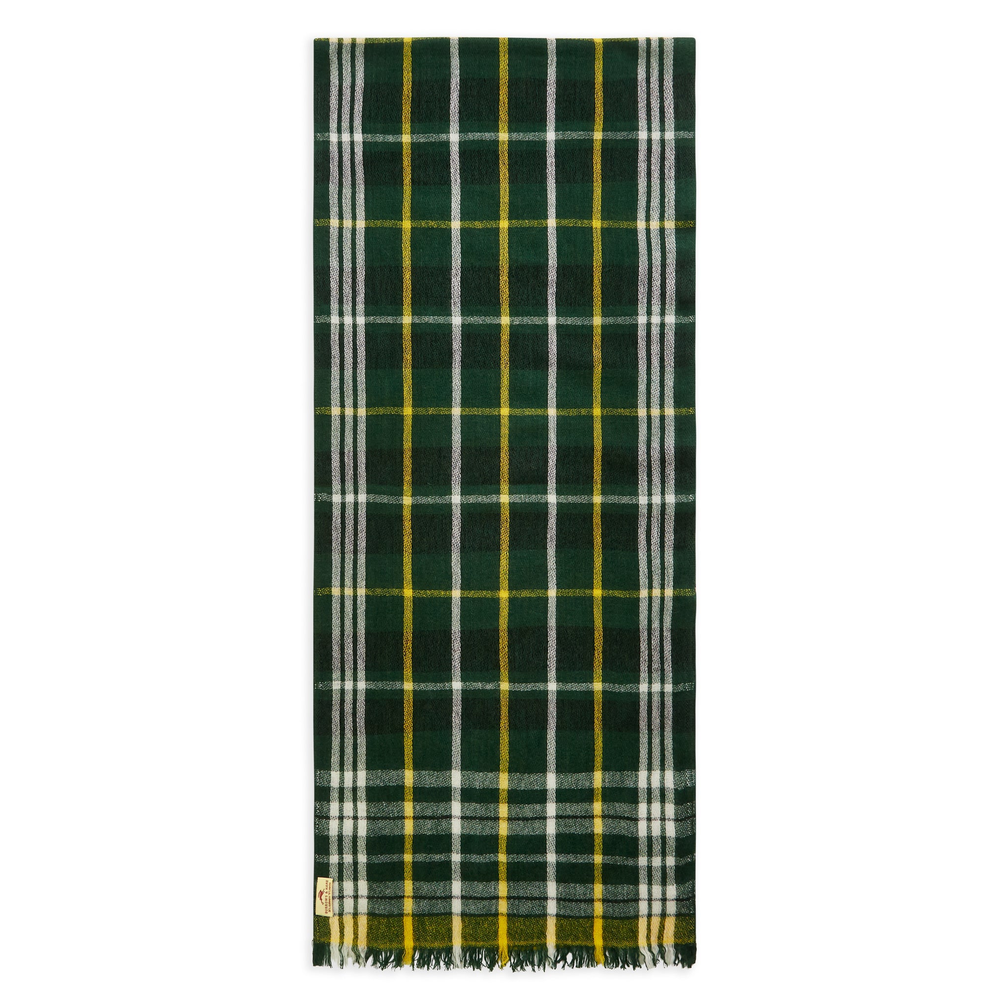 Cashmere & Merino Wool Scarf - Green Tartan | Burrows & Hare