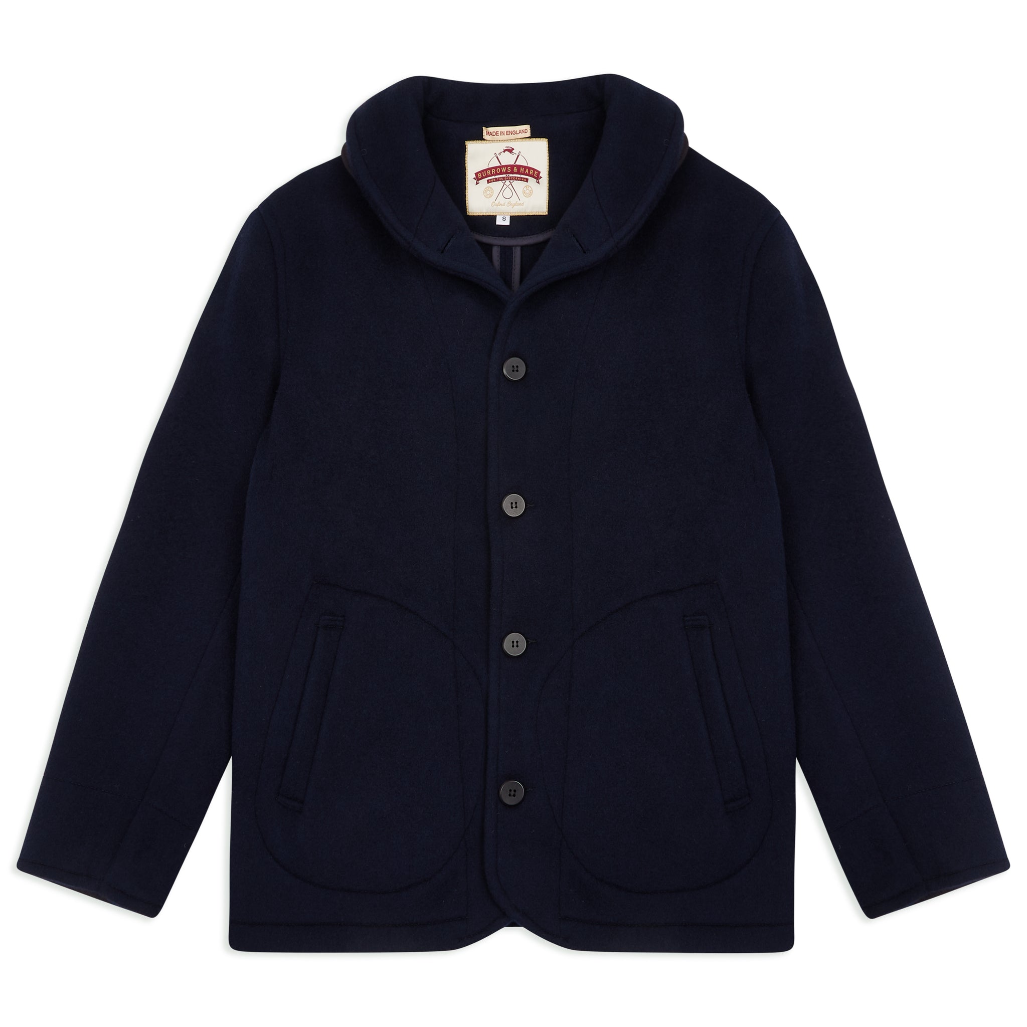 Unlined Shawl Collar Jacket - Navy | Burrows & Hare